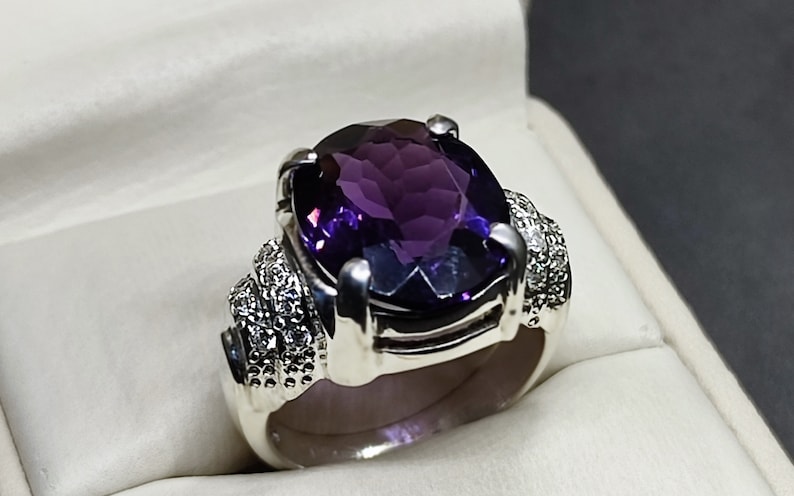 Dark Purple Amethyst Women Luxury Ring: Sterling Silver Handmade ...