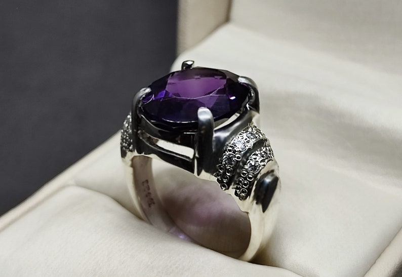 Dark Purple Amethyst Women Luxury Ring: Sterling Silver Handmade ...