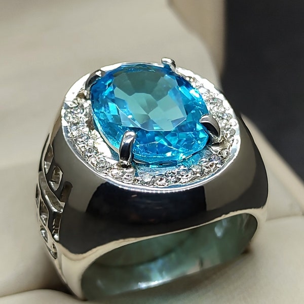 Mens Blue Stone Gold Ring - Etsy