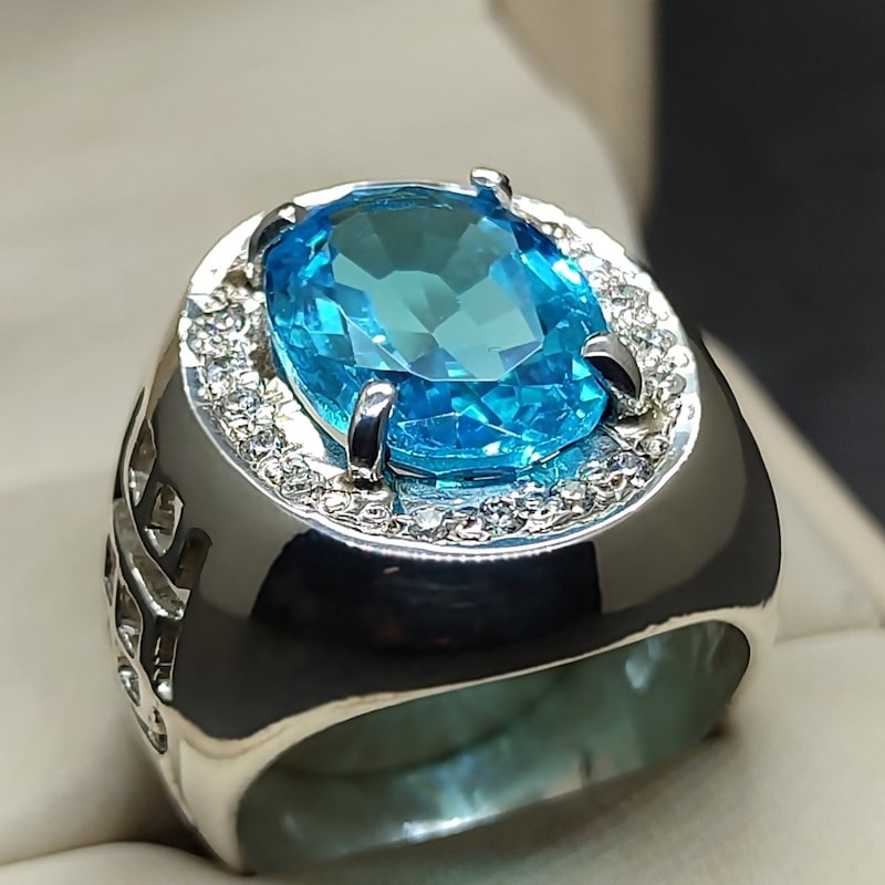 Mens Blue Stone Gold Ring - Etsy