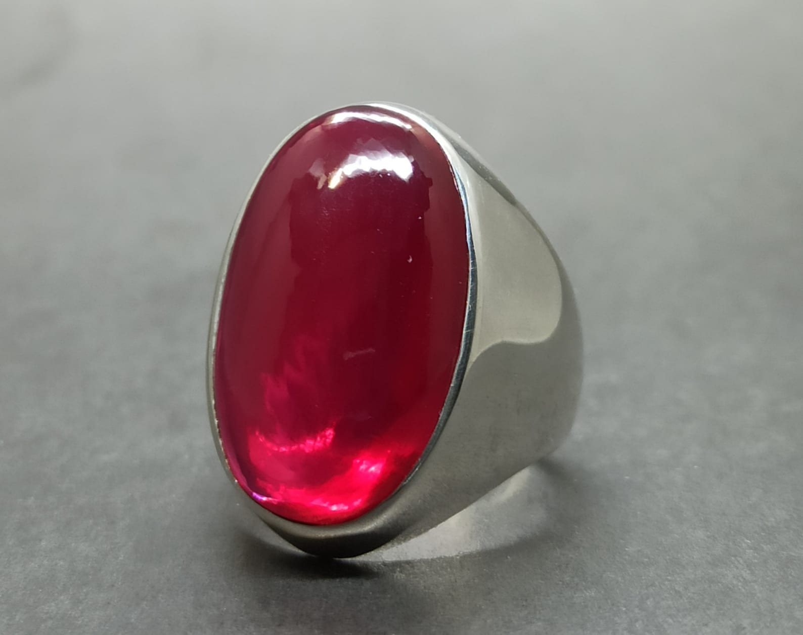 Cabochon Big Dark Deep Red Ruby Mens Plain Ring Sterling - Etsy