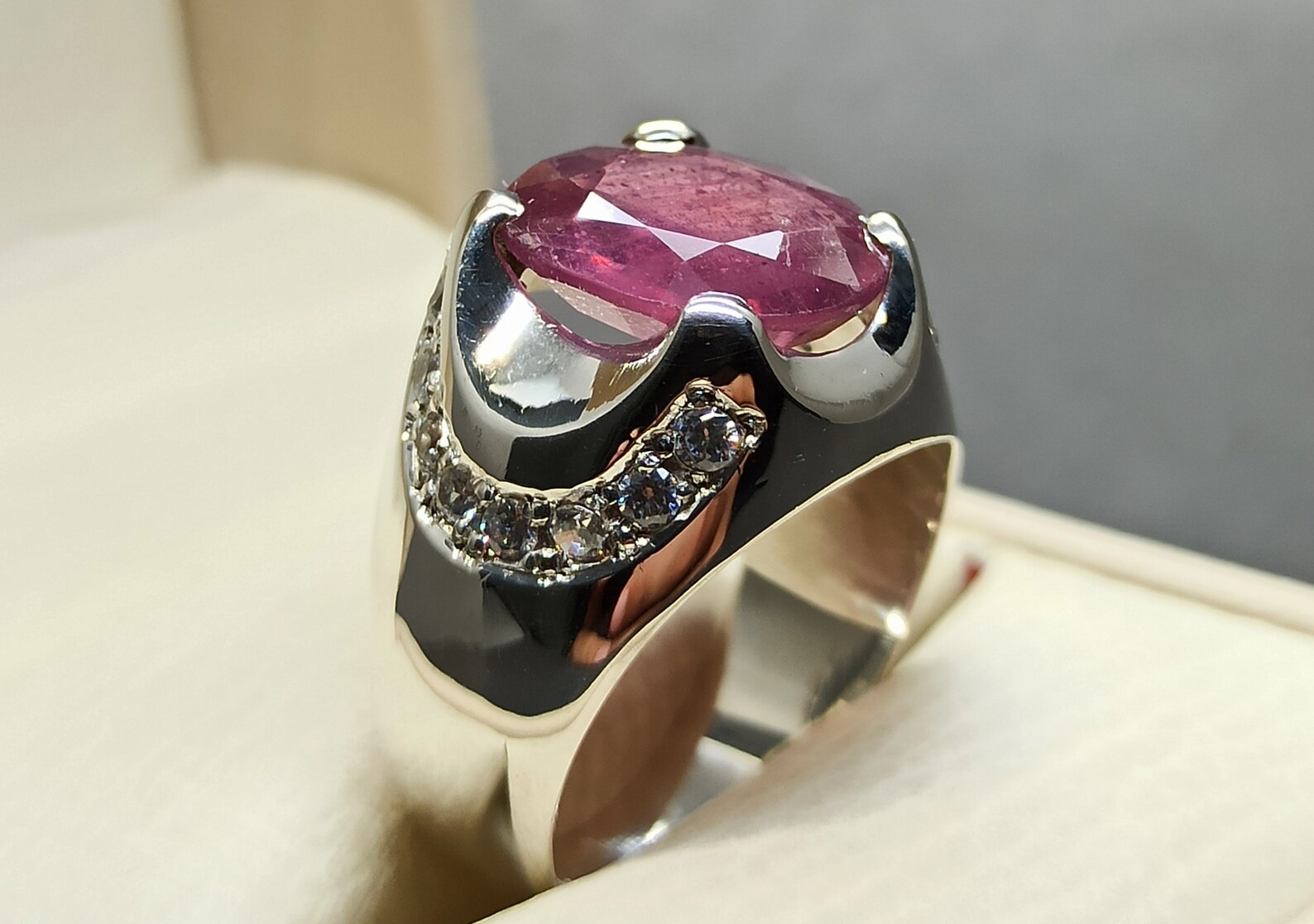Natural 8.5 Carat Big Deep Red Ruby Mens Ring Sterling Silver - Etsy