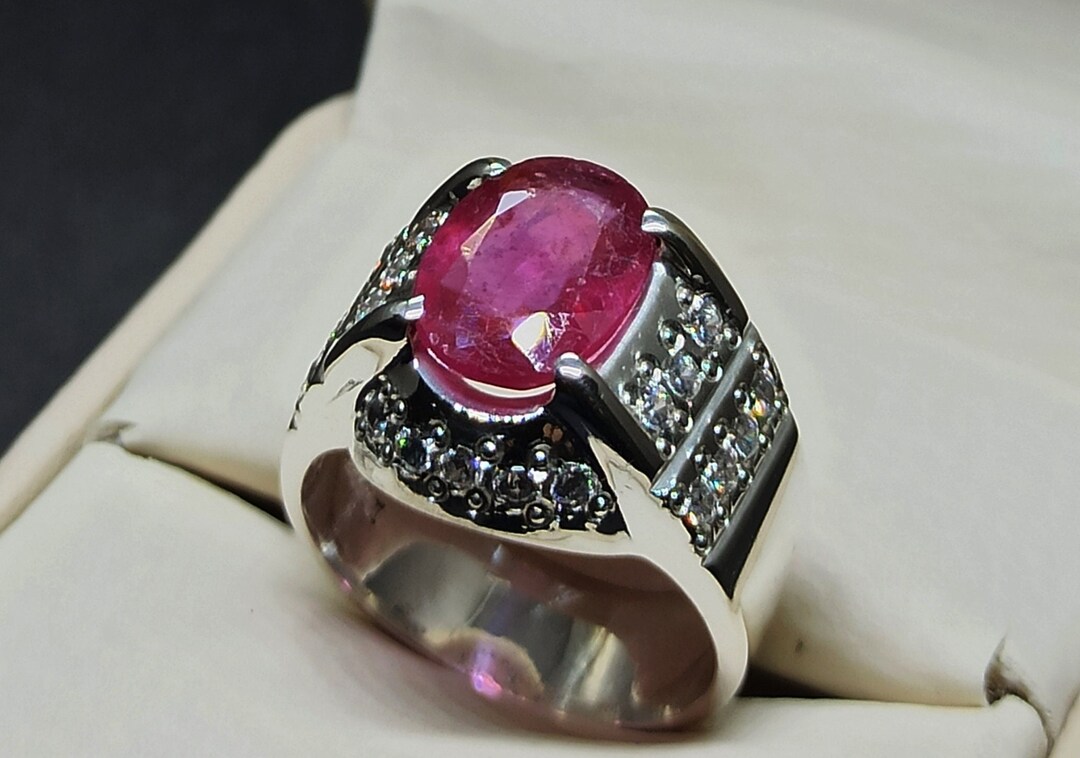 Natural 5 Carat Pigeon Deep Red Ruby Women Ring Sterling Silver 925 ...