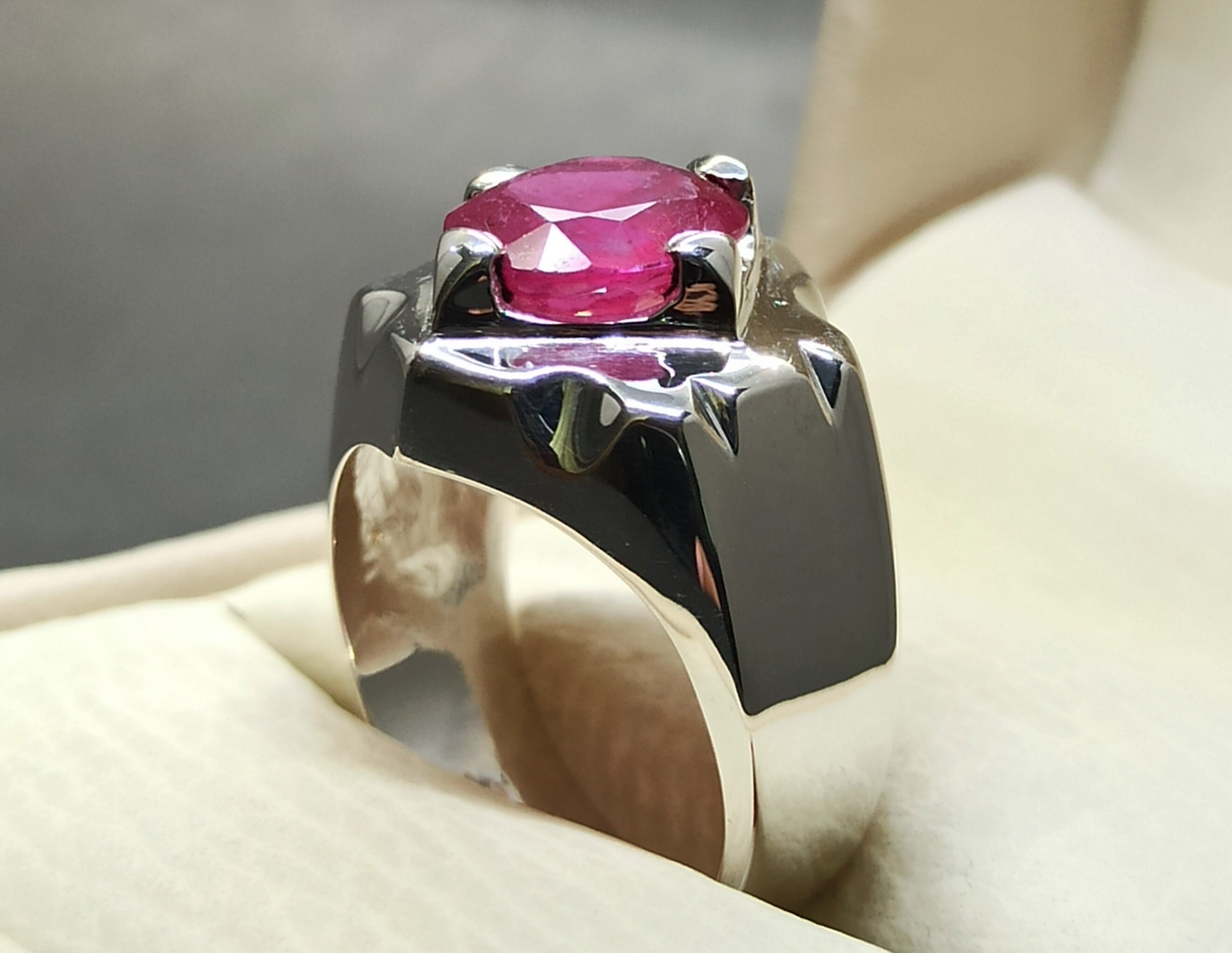 Natural 4.5 Carat Deep Red Ruby Mens Ring Sterling Silver 925 - Etsy