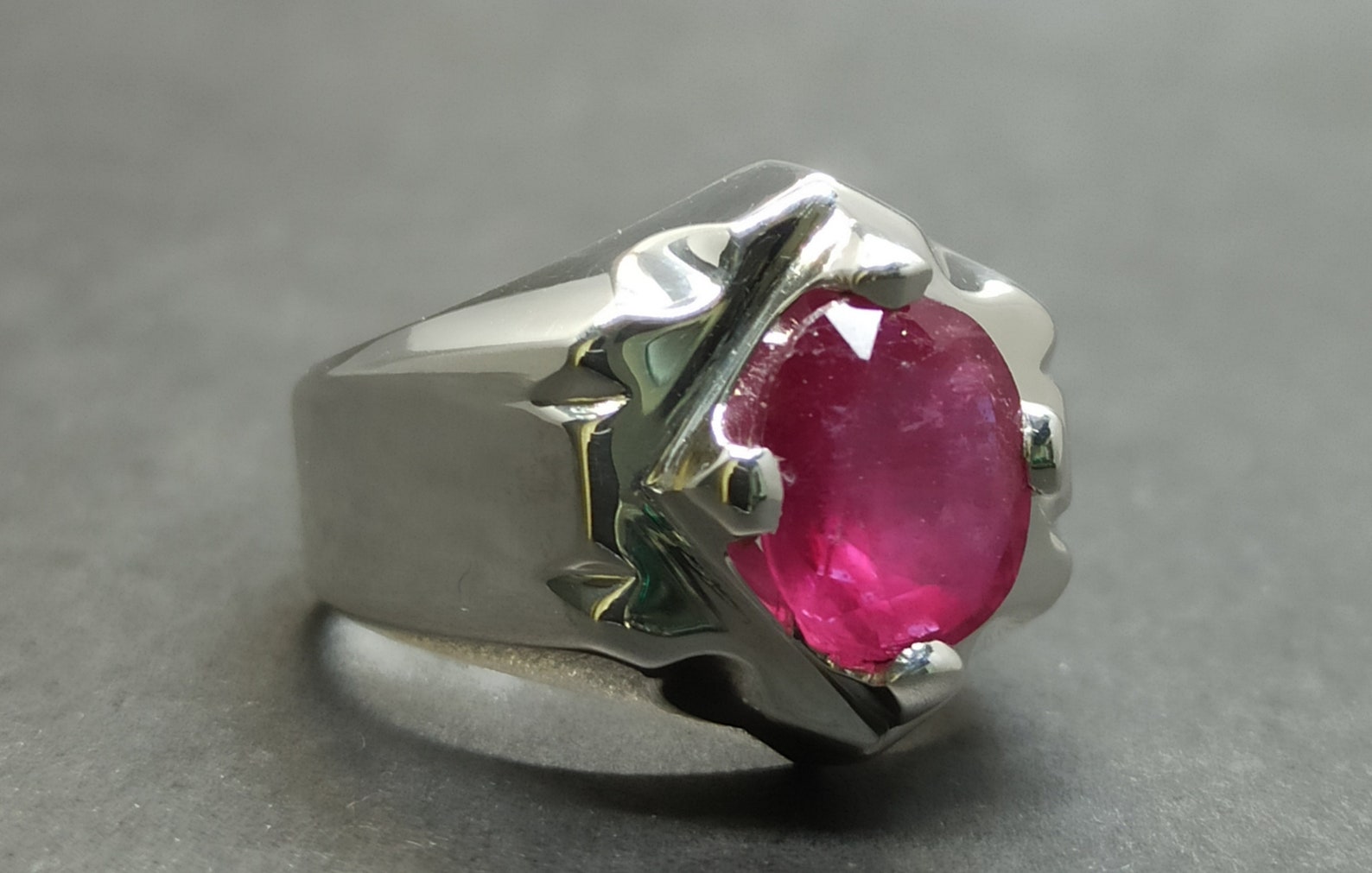 Natural 4.5 Carat Deep Red Ruby Mens Ring Sterling Silver 925 - Etsy