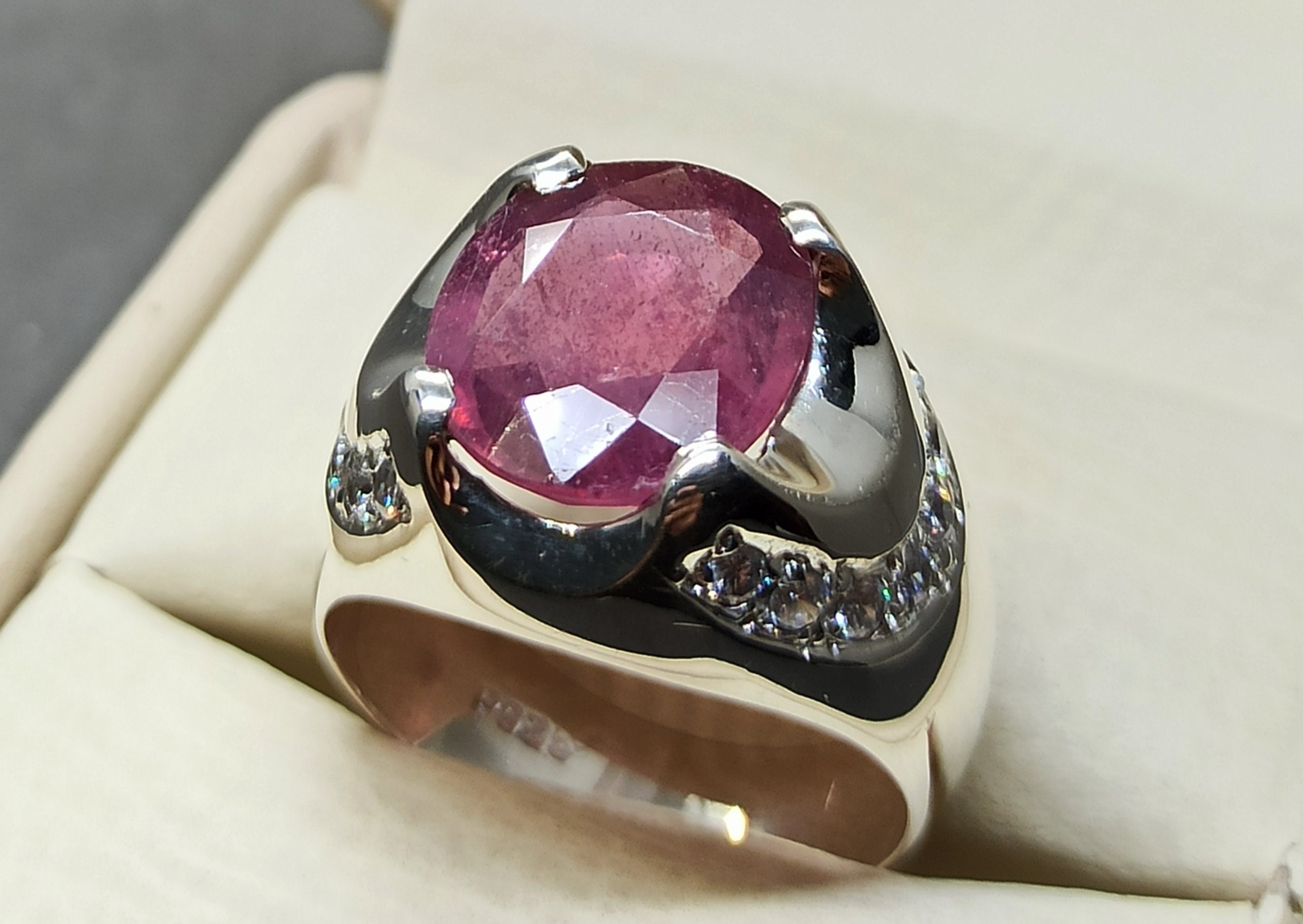 Natural 8.5 Carat Big Deep Red Ruby Mens Ring Sterling Silver - Etsy