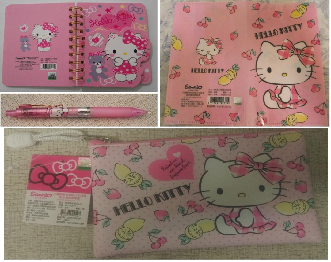 Hello Kitty Pink Bundle Spiral Notebook Mechanical Pencil Document ...