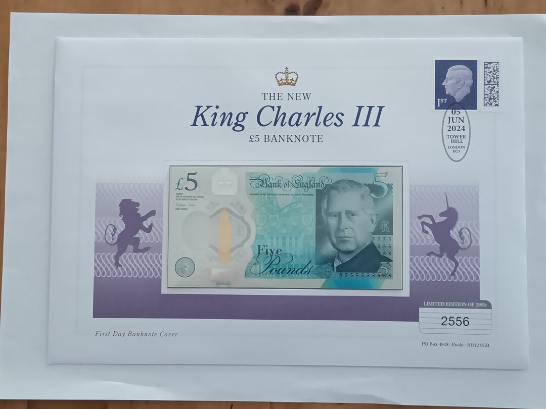 First King Charles III New Uncirculated 5 Pounds Banknote and Date ...