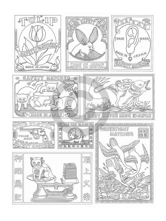 Japanese Matchboxes Coloring Page - Etsy