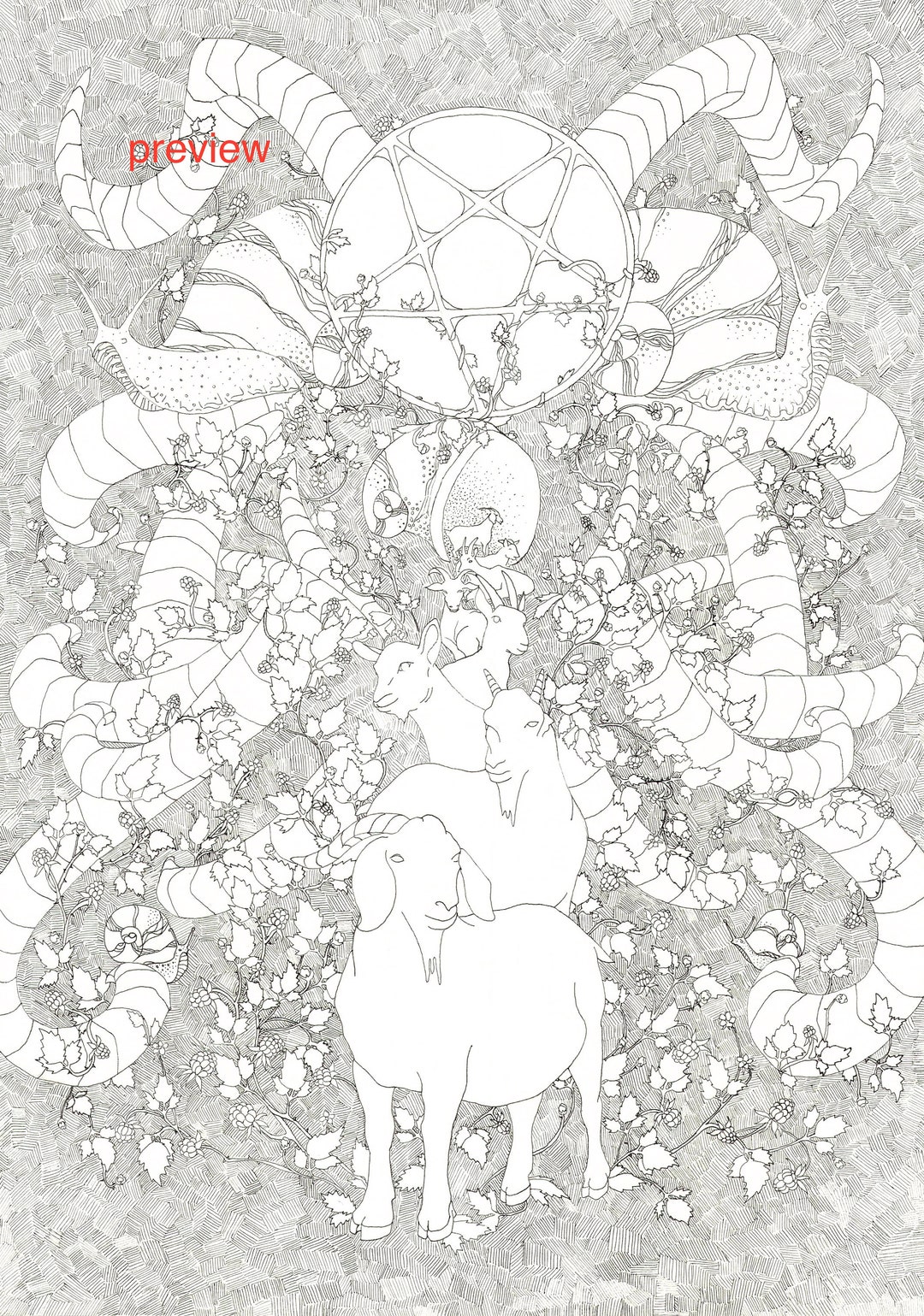 Goat Snail Evolution, Original Freehand Drawing for Downloading - Etsy