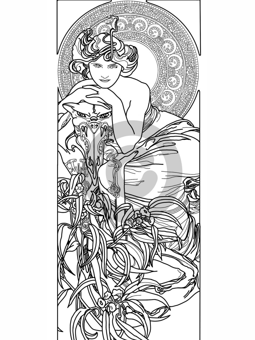 Mucha Coloring Page - Etsy