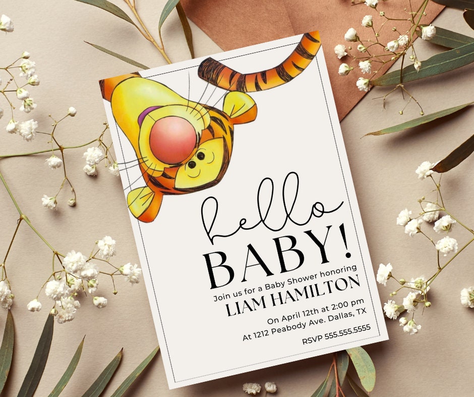 Tigger Baby Shower Invitation Minimalist Unisex Instant Download ...