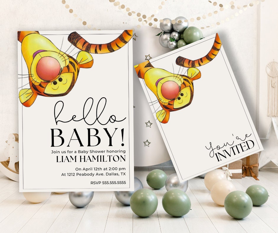 Tigger Baby Shower Invitation Minimalist Unisex Instant Download ...