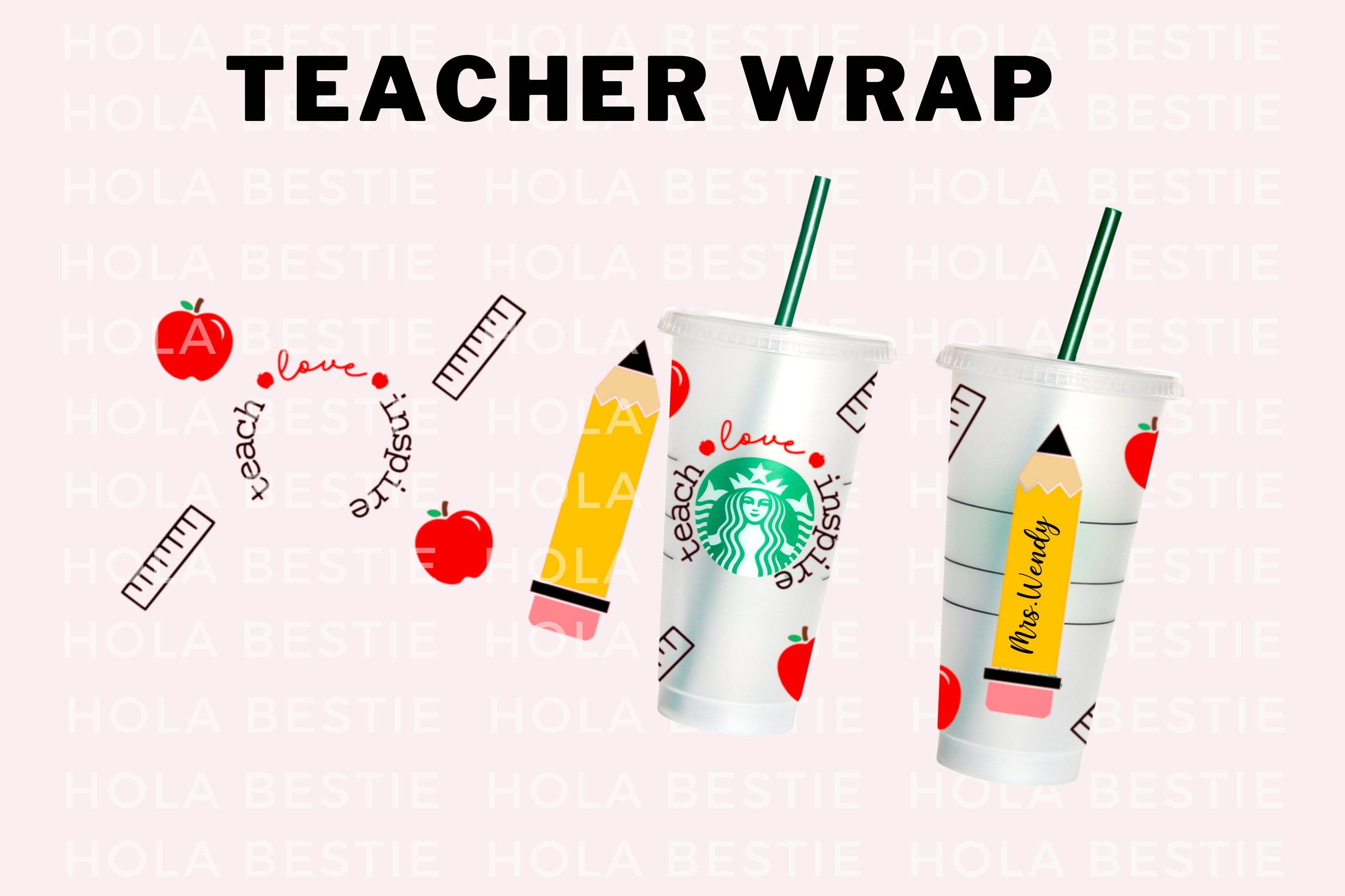 Full Wrap Starbucks Teacher SVG Teacher SVG Pencil SVG Gift - Etsy