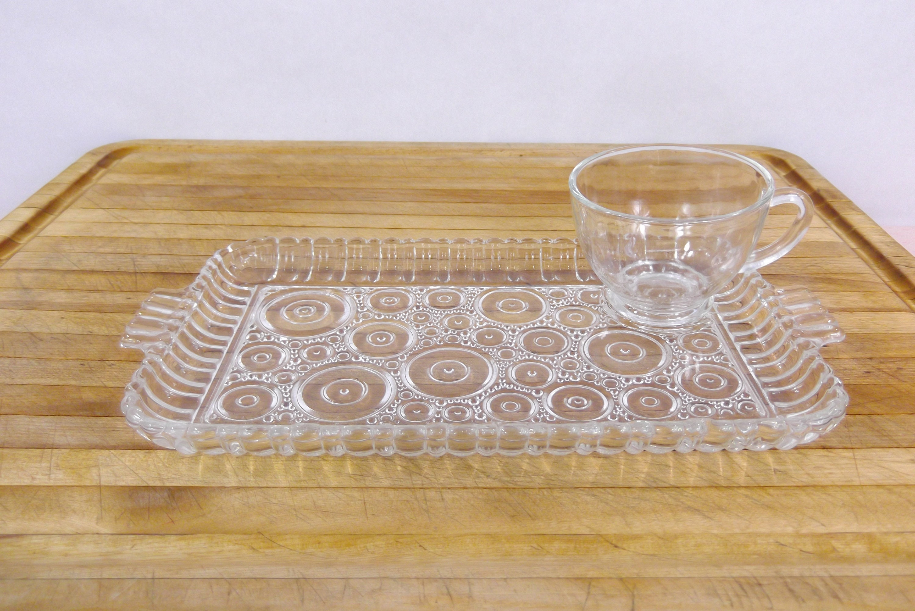 Anchor Hocking 8 Piece Snack Set in the Colonial Lady Pattern Clear ...