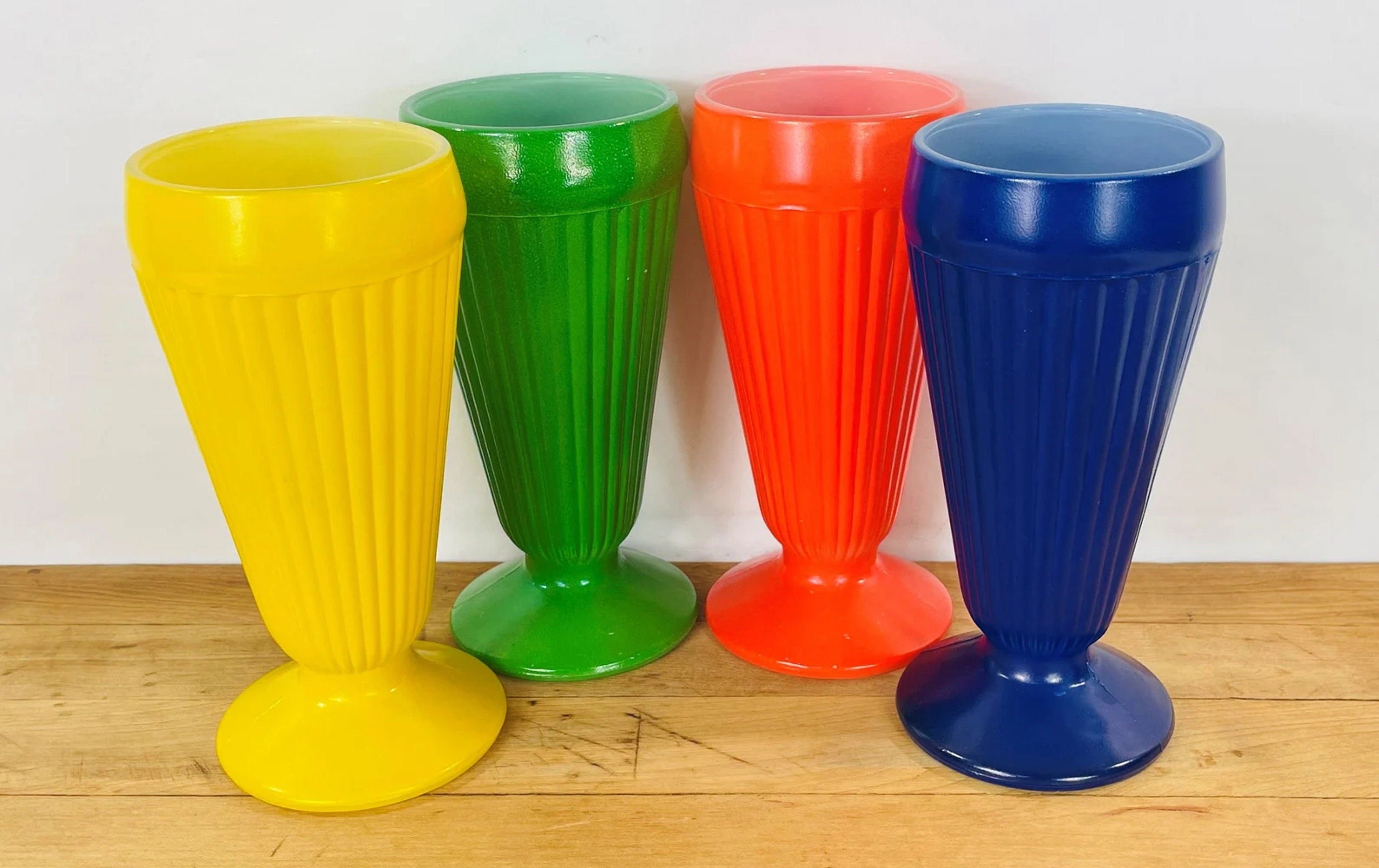 Rainbow Milk Shake/soda Fountain Glasses With Fired on Color Old ...