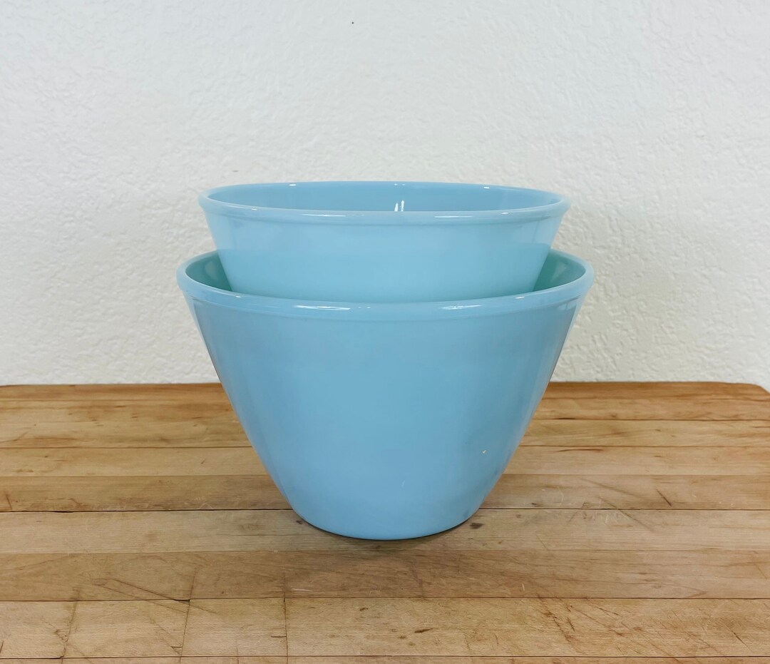 Fire-king Ovenware Turquoise Blue Glass Splash Proof Mixing Bowls 7 and ...
