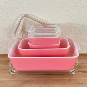 Pyrex Pink Refrigerator Set With Lids Complete Pink Pyrex Refrigerator ...
