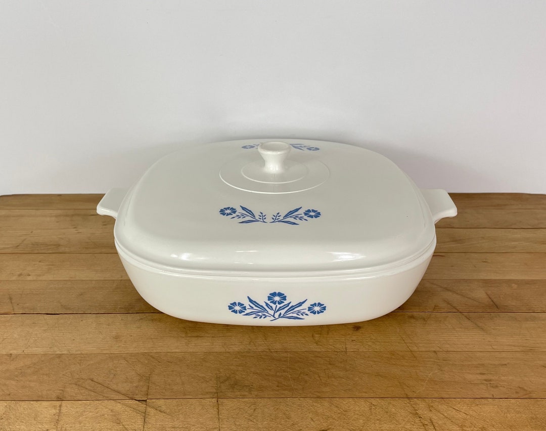 Corning Ware Blue Cornflower 2 Quart Pyroceram Square Casserole Dish ...