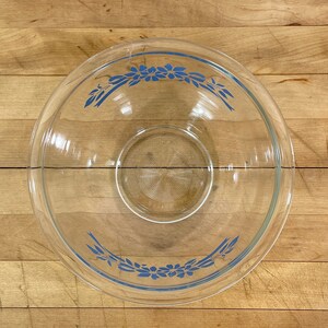 Pyrex Corning Clear Glass Bowls With Blue Ribbons and Flowers Pattern ...