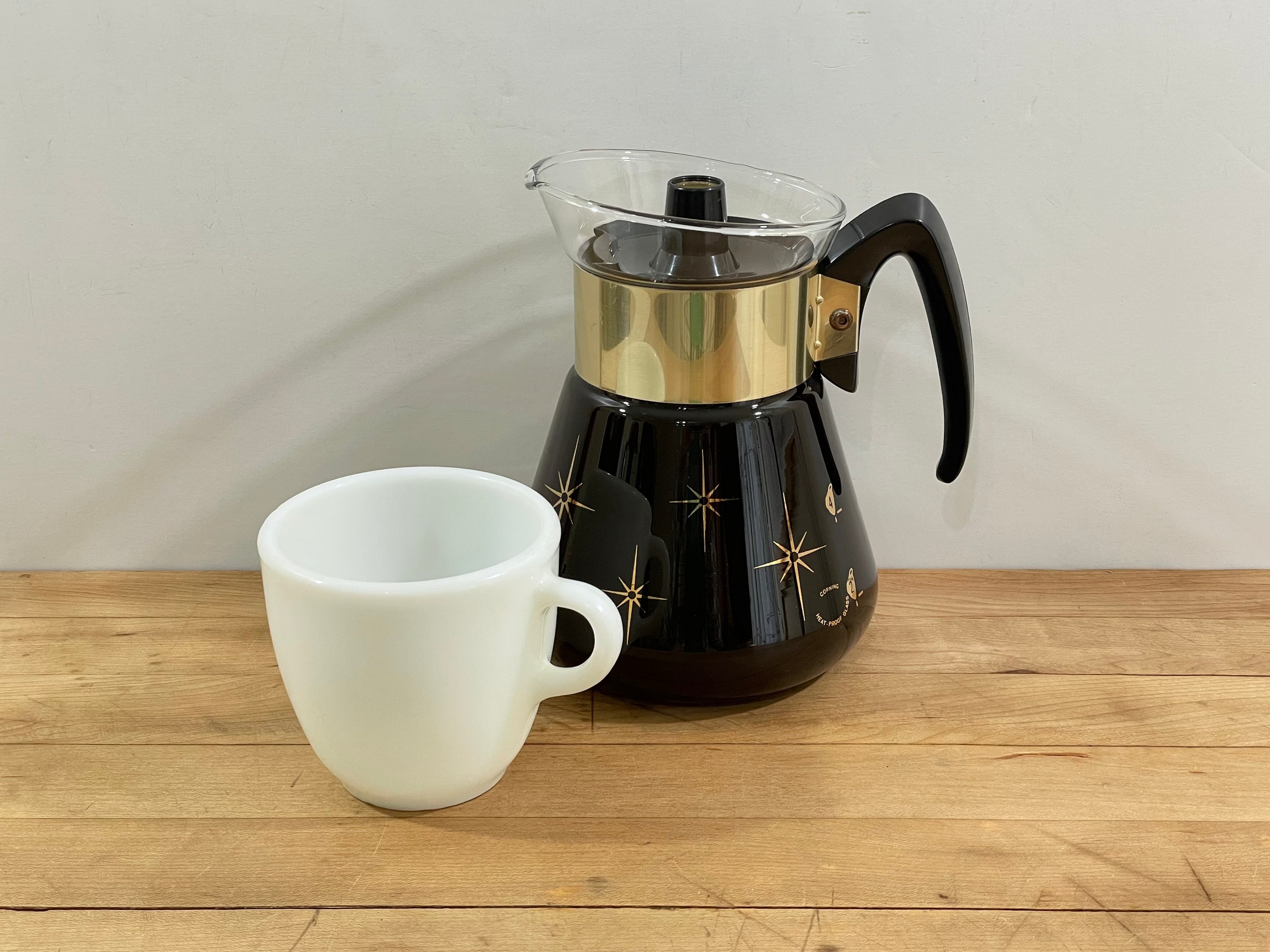 Gold Atomic Star Coffee Carafe by Corning, Heat Proof Glass Gold ...