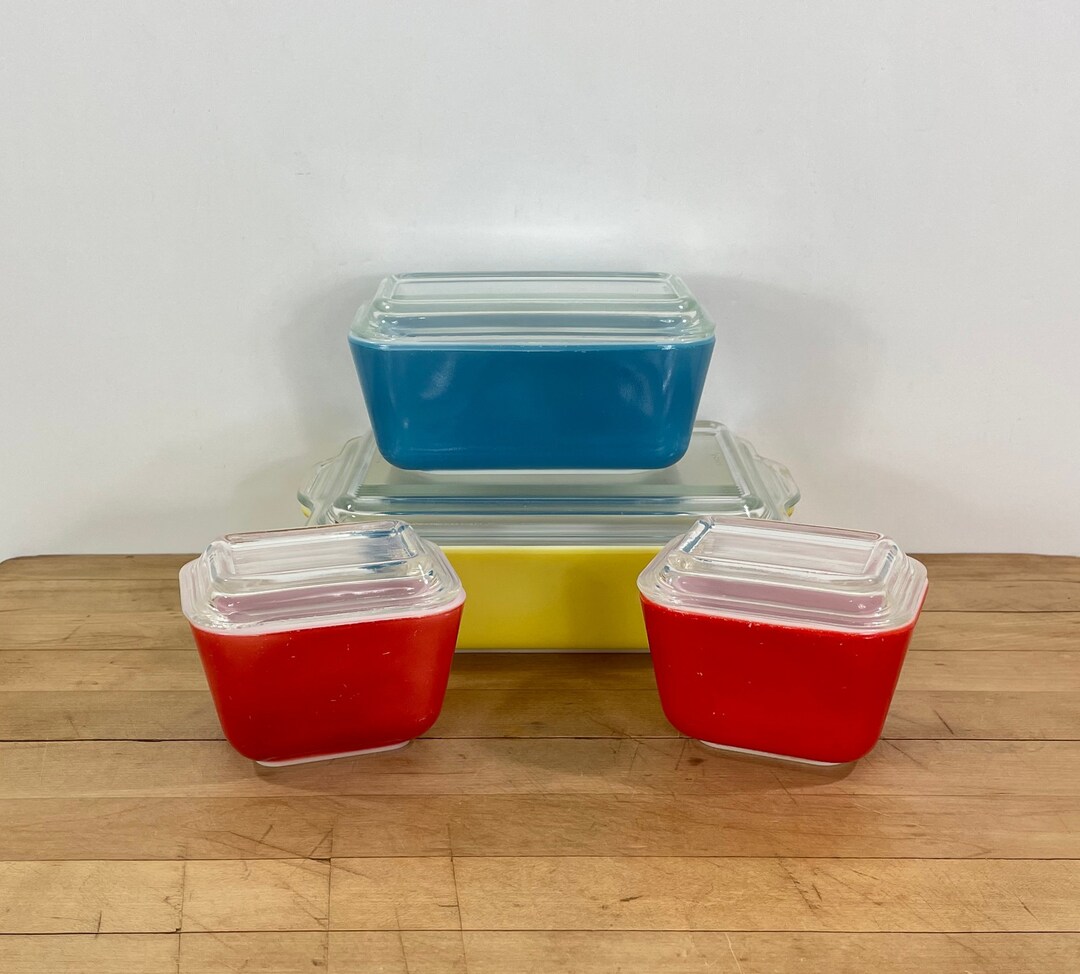 Pyrex Primary Colors Refrigerator Set 8 Piece Set Four Dishes With Four ...
