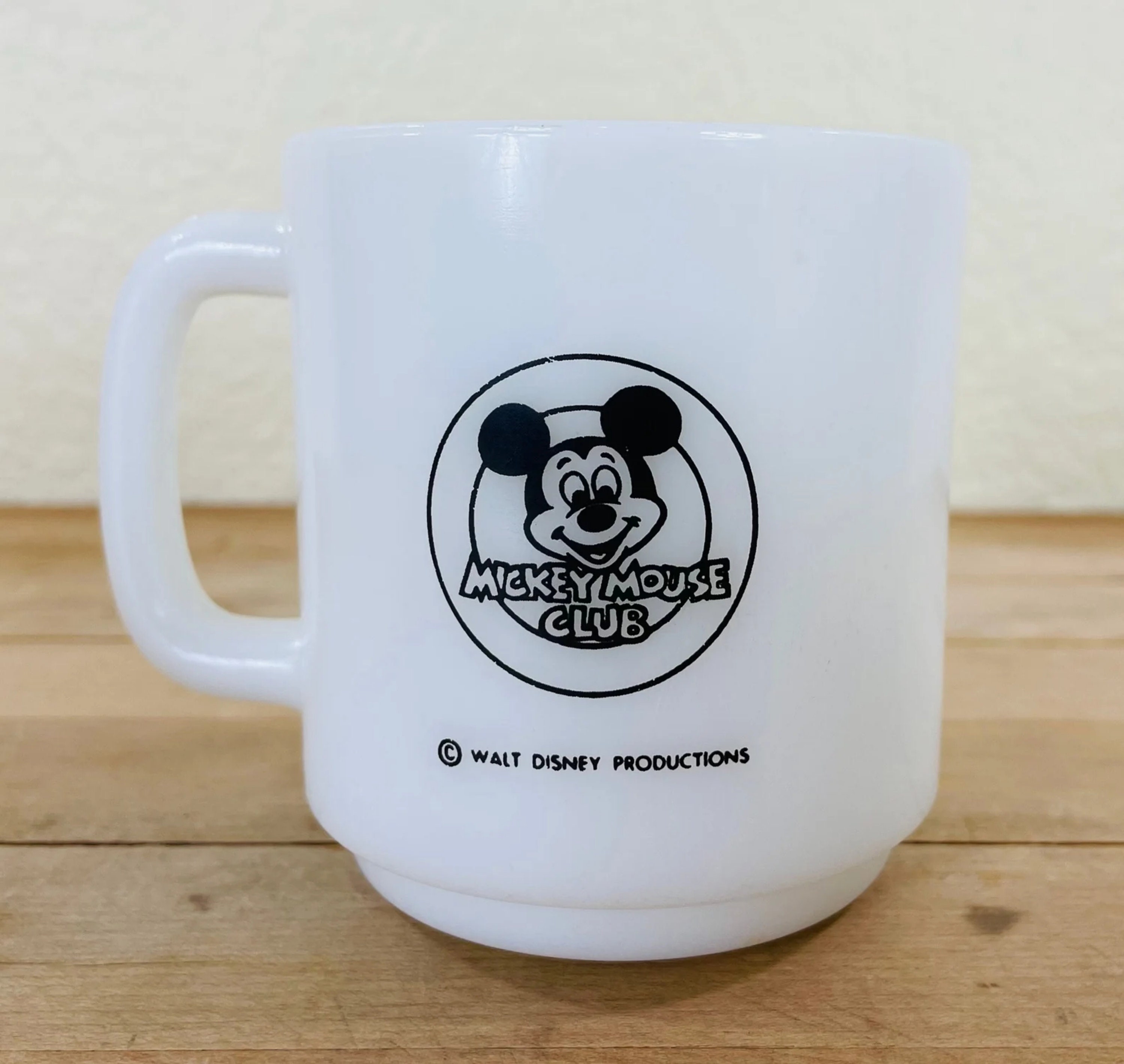 Mickey Mouse Club Mickey and Bees Coffee Mug on Libbey White Glass Mug ...