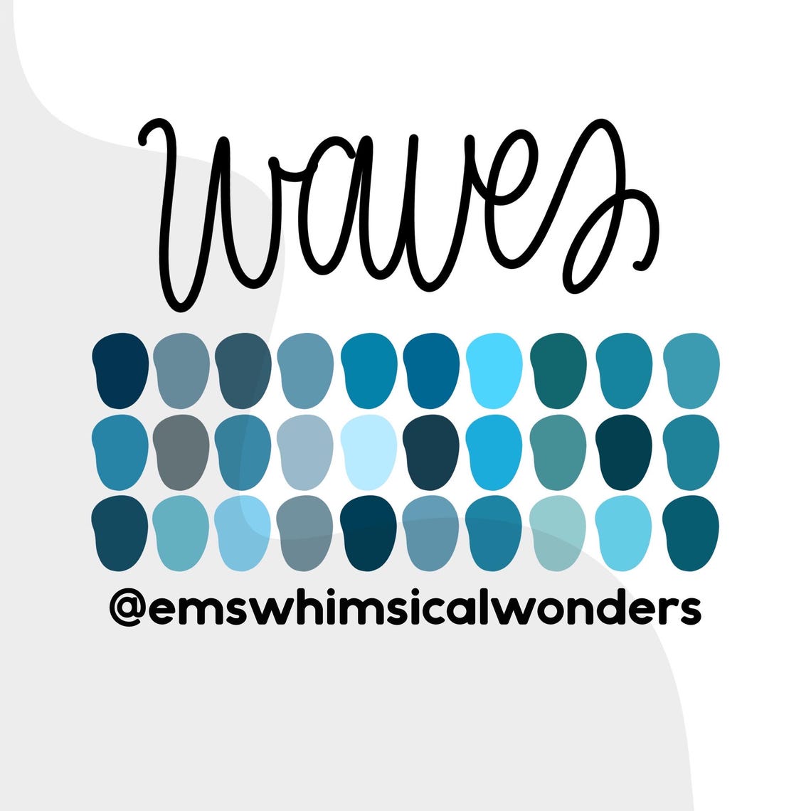 Waves Color Palette Blue Color Waves Aqua Procreate Blue Color Swatches ...