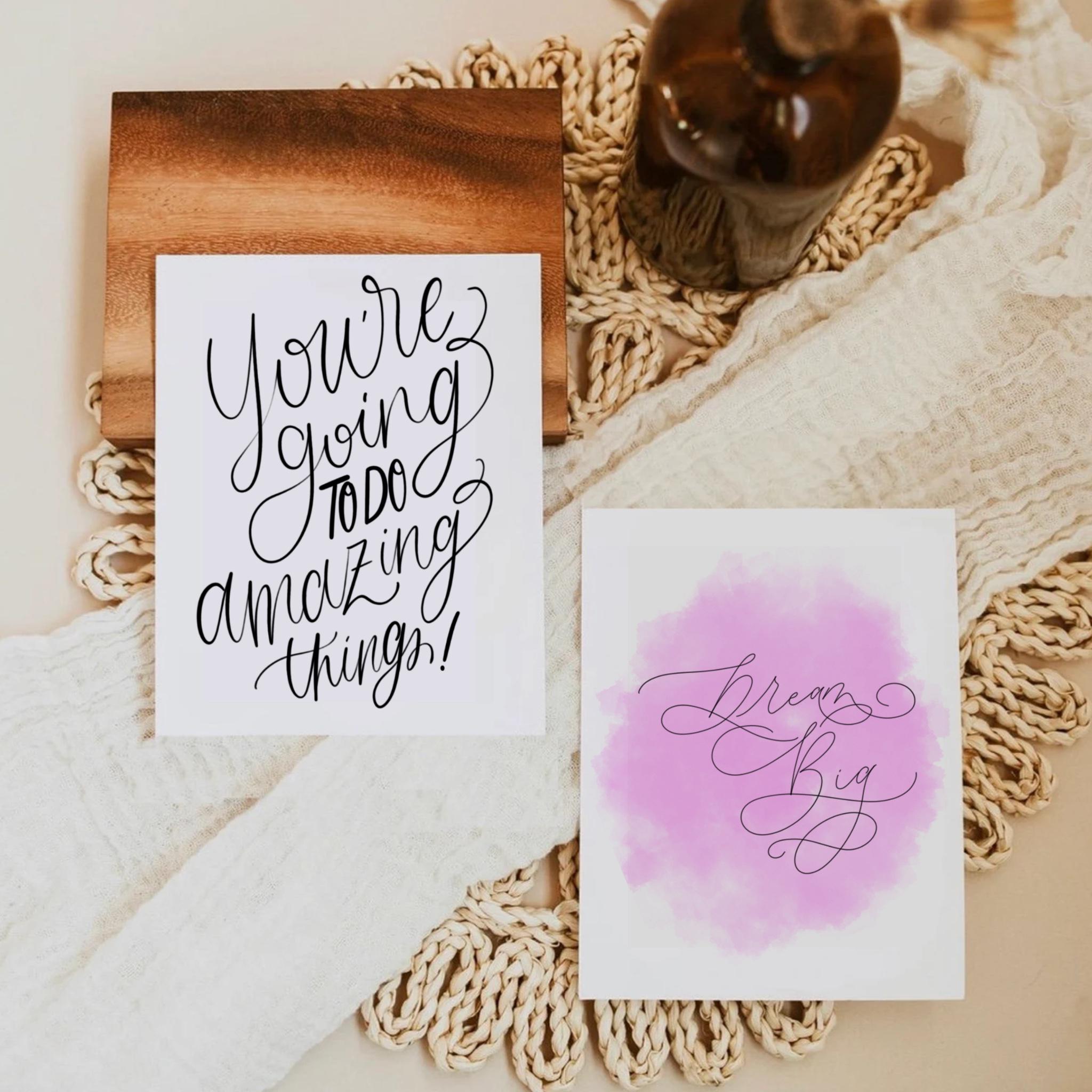 Printable Dream Big, Positive Greeting Card, Instant Digital Download ...