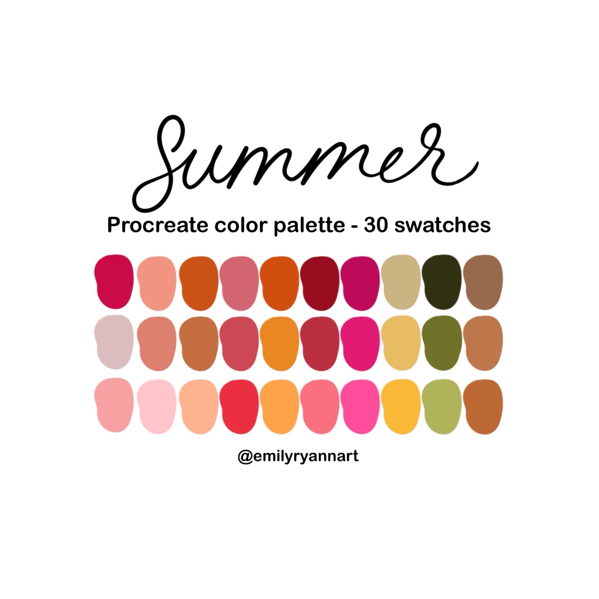 Summer Color Palette, Pastel Colors, Digital Download, Procreate Color ...