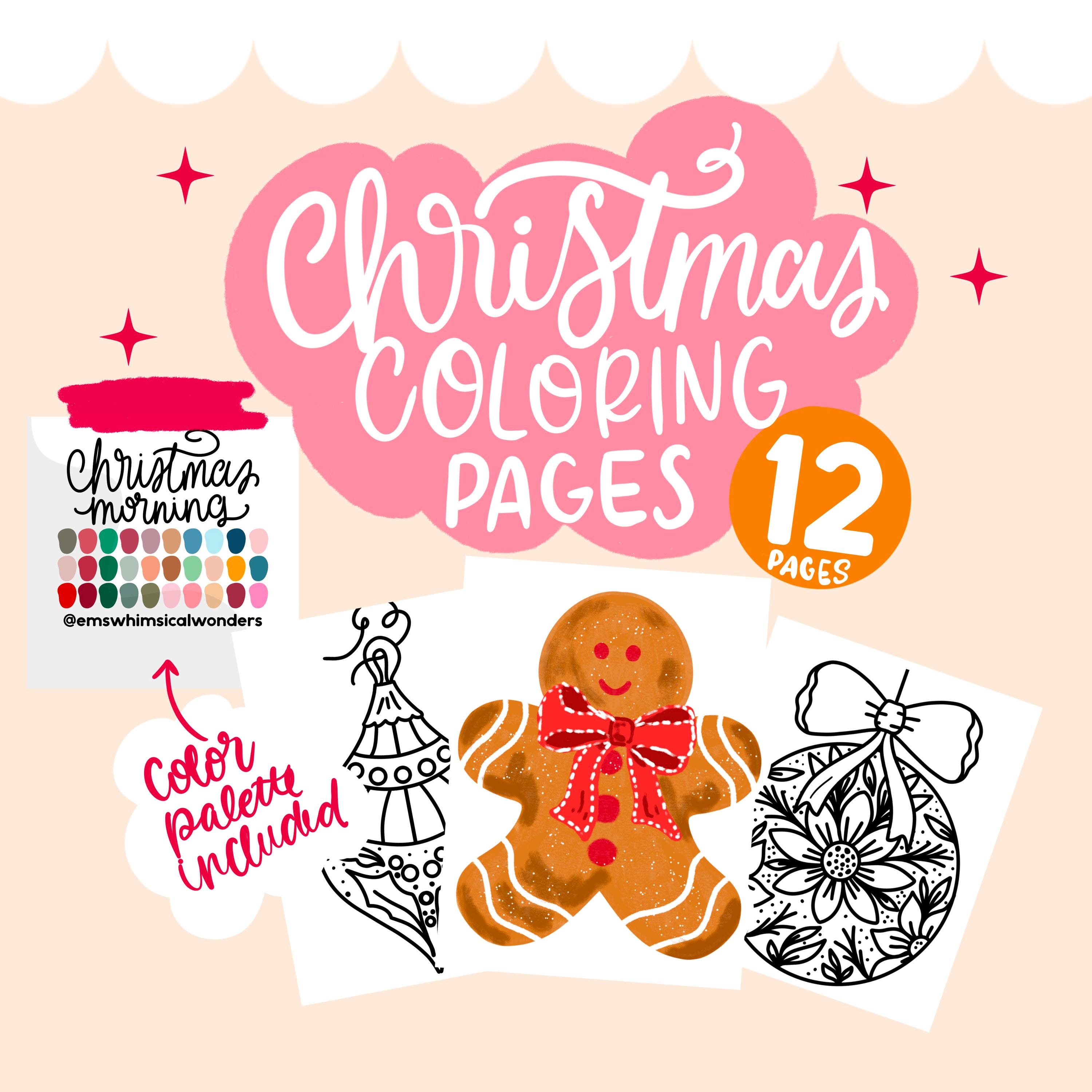 Christmas Coloring Pages Procreate Lettering / Workbook / Tracing ...