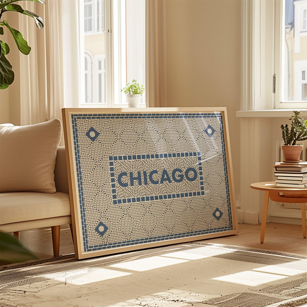 Chicago Subway Tile Art Print, Blue Wall Art, Urban Photography Poster ...