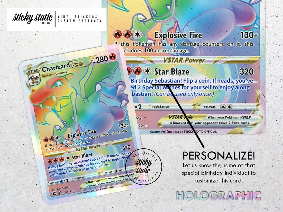 Holographic Charizard Rainbow VSTAR Pokémon Card! Stickers for Your ...
