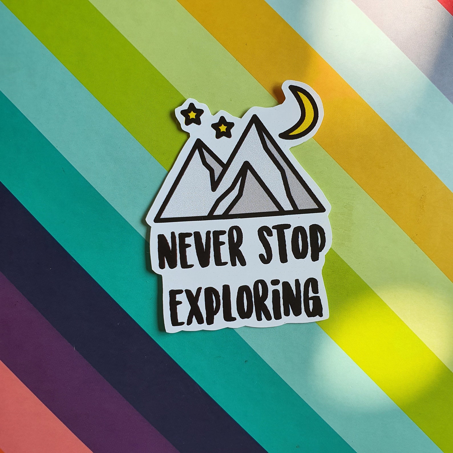 Never Stop Exploring Adventure Outdoor Mountain Stars Moon | Etsy