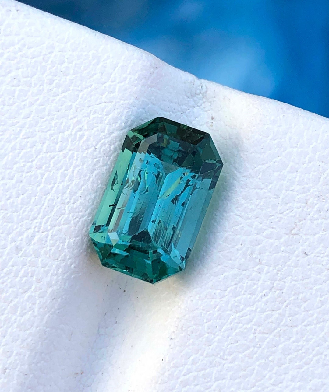 Bluish Green Bicolor Tourmaline, Emerald Cut Loose Gemstone, 3.0 CT - Etsy