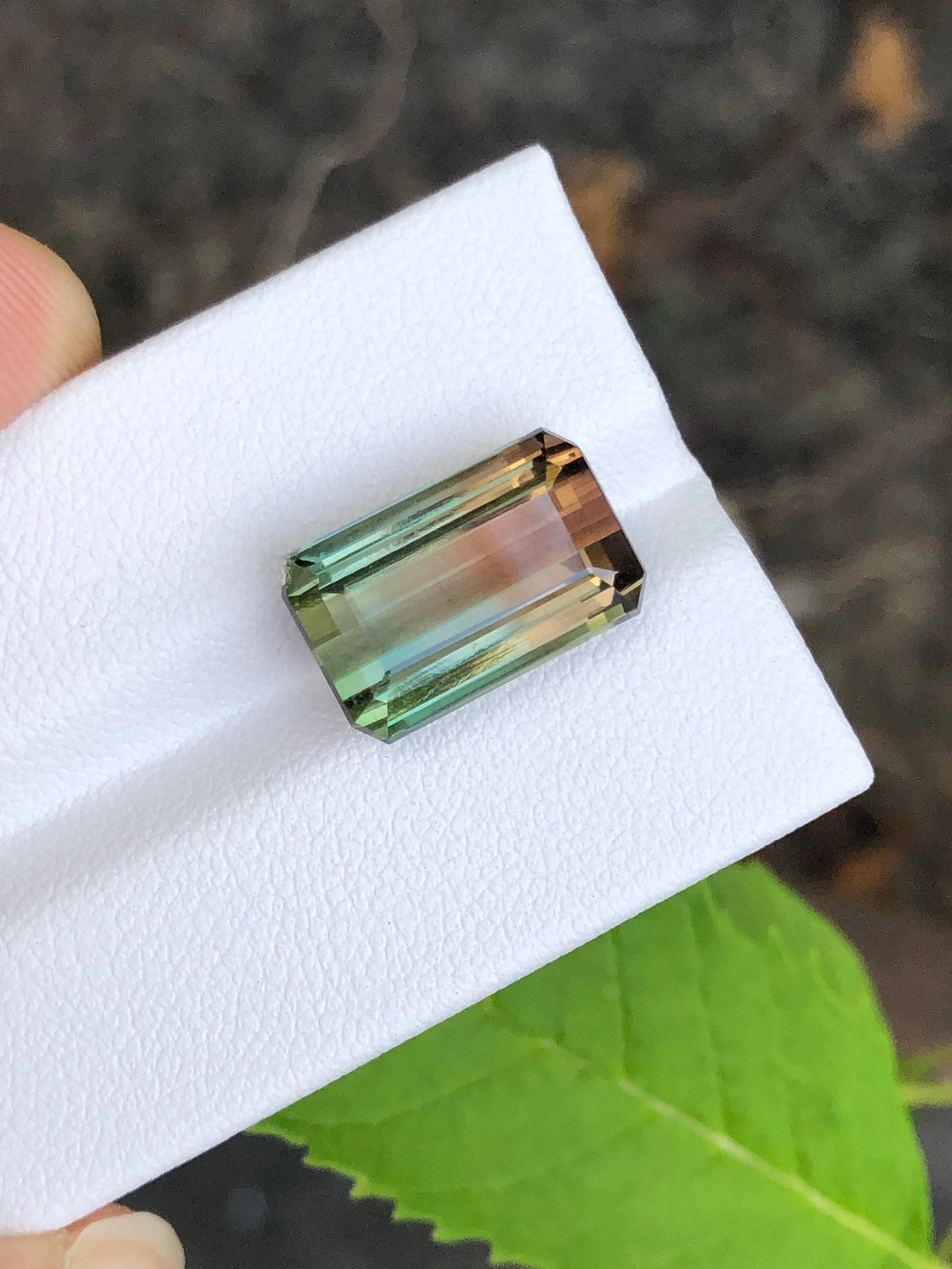 Rare Tri Colour Translucent Tourmaline, Eye Catching Emerald Cut ...