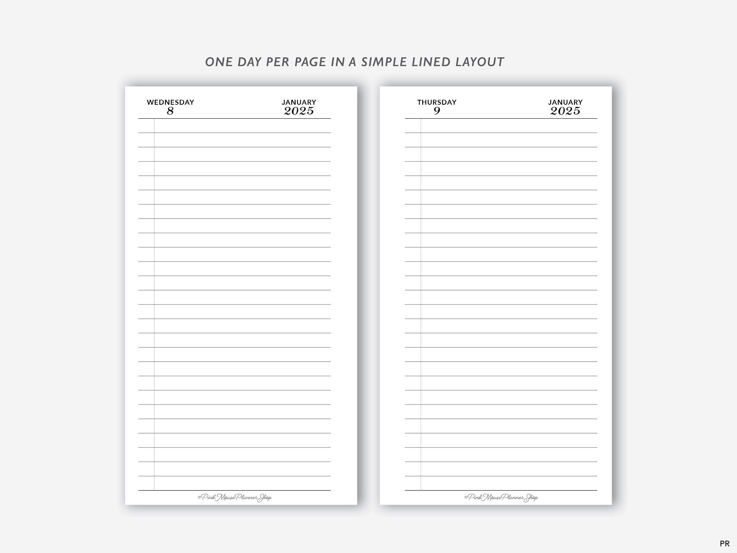 2025 Lined Daily Planner Inserts, Simple Dated Daily Journal, One Day ...