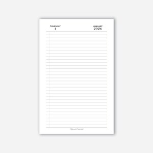 2026 Lined Daily Planner Inserts, Simple Dated Daily Journal, One Day ...