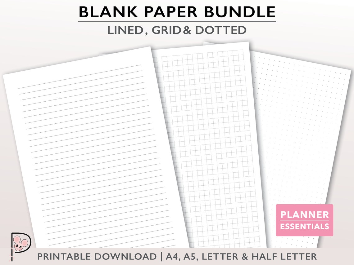 Printable Lined Paper Printable Dot Grid Paper Graph Paper - Etsy