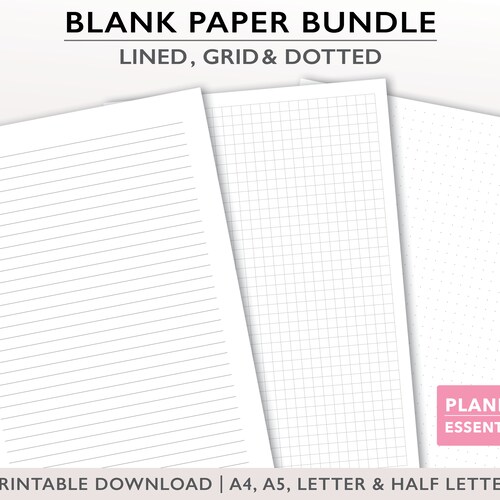 Printable Lined Paper Printable Dot Grid Paper Graph Paper - Etsy