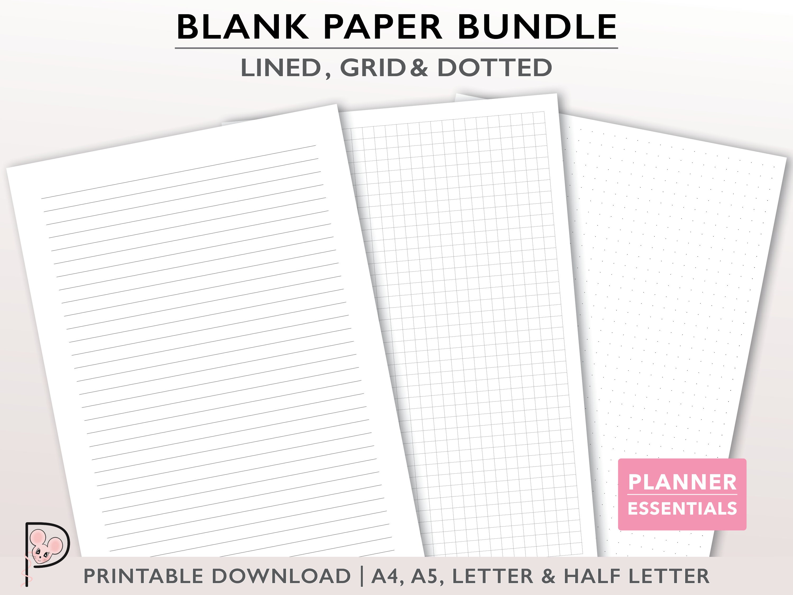 Printable Lined Paper Printable Dot Grid Paper Graph Paper - Etsy