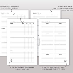 Routine Checklist Printable Planner Insert, Daily Routine Page, Weekly ...