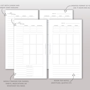 Undated Weekly Planner Printable, Vertical Week on 2 Page Layout, WO2P ...