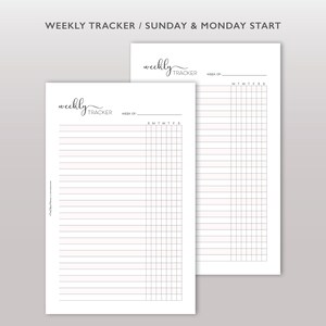 Printable Tracker Bundle Planner Insert, Weekly Tracker Page, Monthly ...