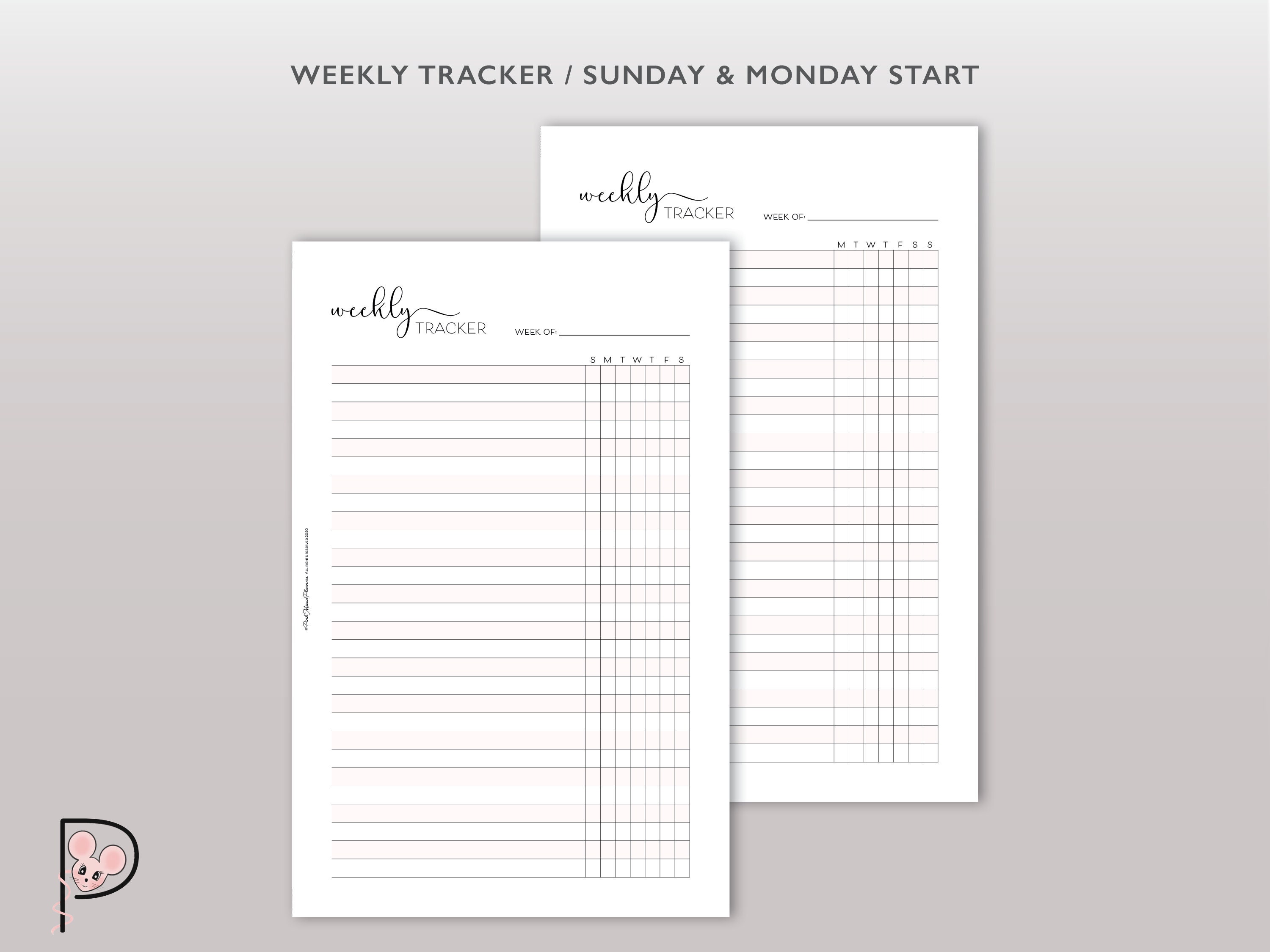 Printable Tracker Bundle Planner Insert, Weekly Tracker Page, Monthly ...