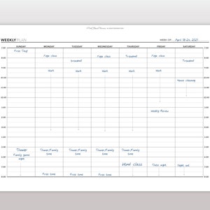 30 Minute Weekly Schedule Printable, Time Block Planner Insert, Hourly ...