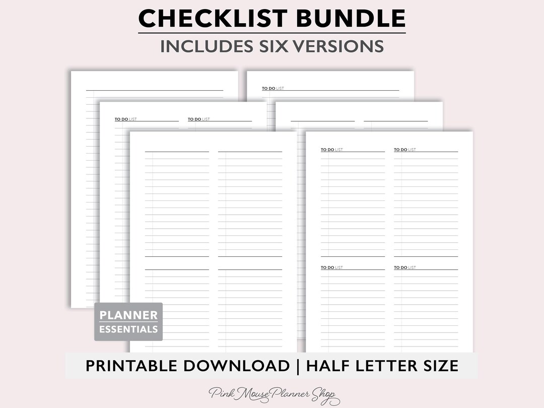 Printable to Do List Insert, Blank Checklist Planner Page, Grocery List ...