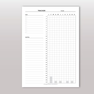 Vertical Yearly Tracker, Printable Planner Insert, Yearly Mood Tracker ...