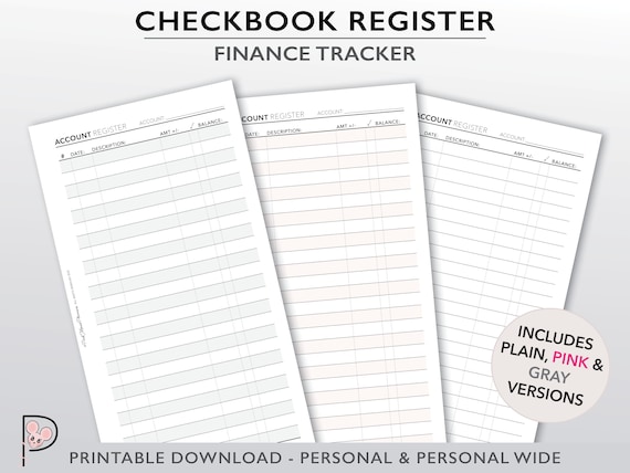 Printable Check Register Monthly Account Tracker Credit Card - Etsy