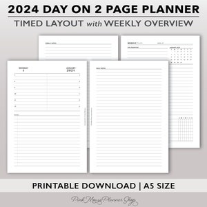 2024 Two Page per Day Daily Planner Printable W/ Weekly Dashboard ...